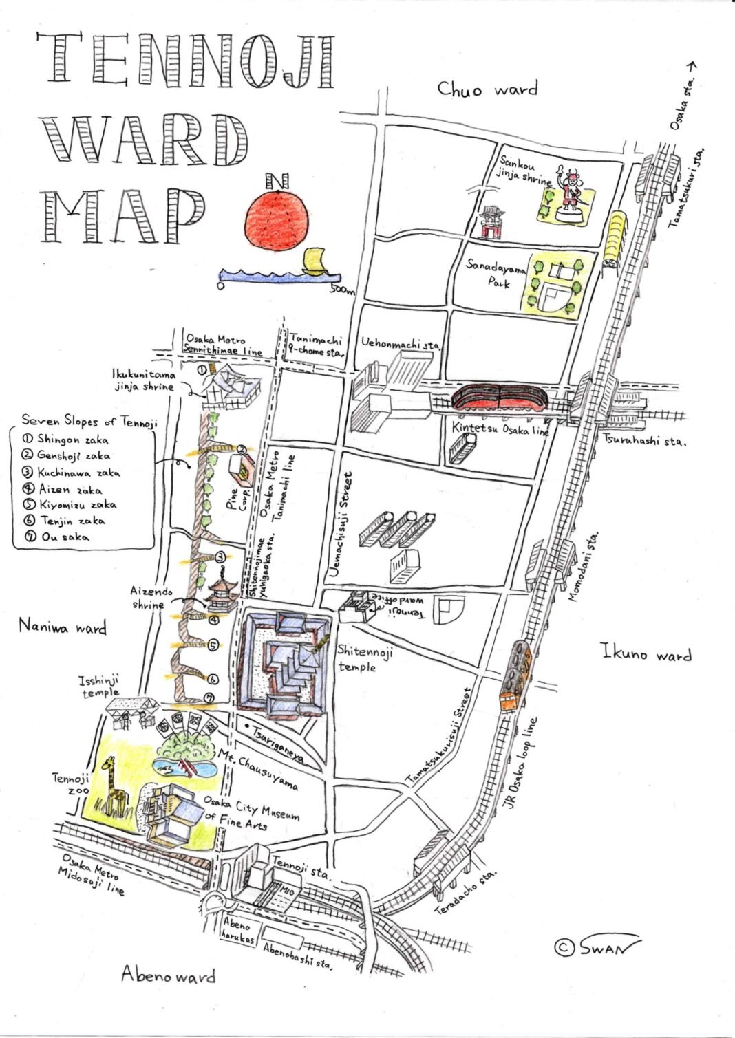 Tennoji Ward Osaka: Sunset and Pineapple - Osaka.com